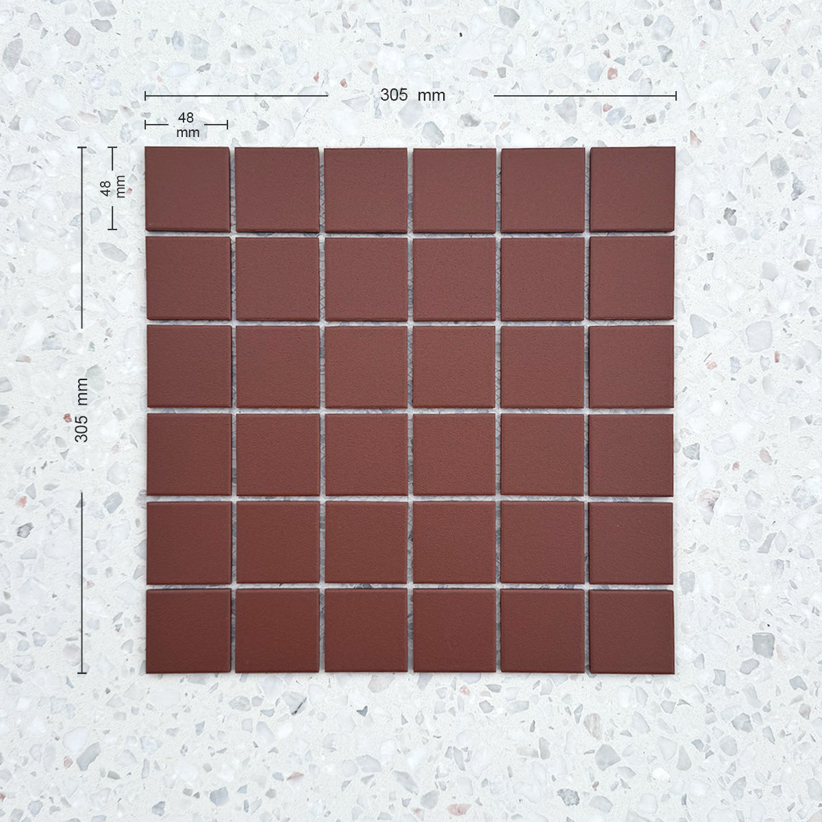 Cagliari Maroon Red Porcelain Mosaic | Buy Italian Porcelain Tiles ...