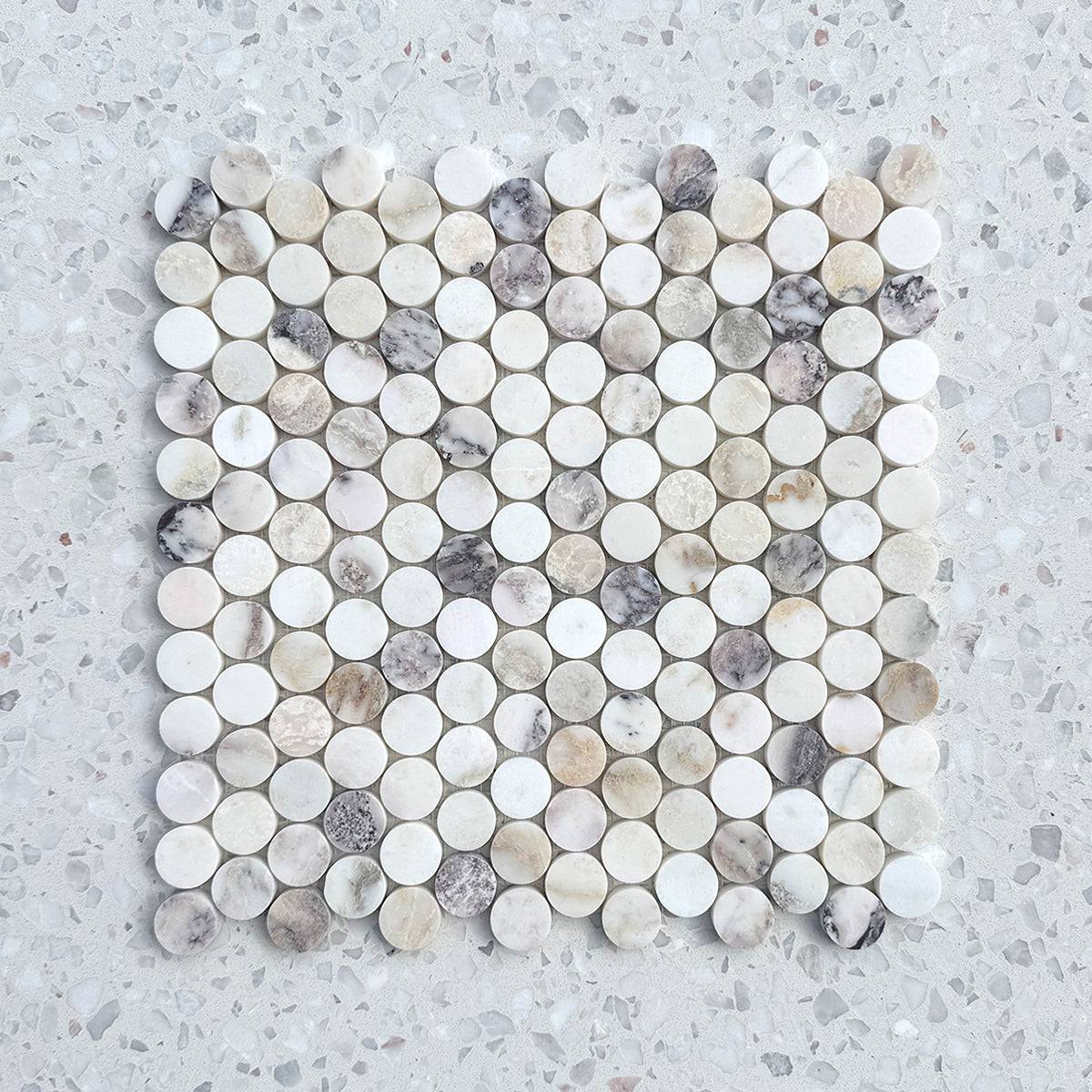 Calacatta Viola Penny Round Marble Mosaic | Buy Marble Mosaic – Stone ...