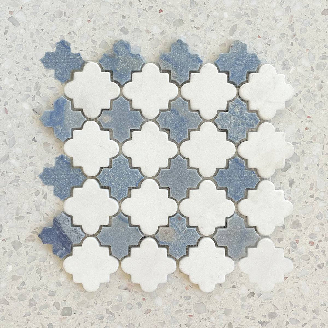 Carrara Azul Celeste Alhambra Marble Mosaic | Shop Stone Mosaic ...