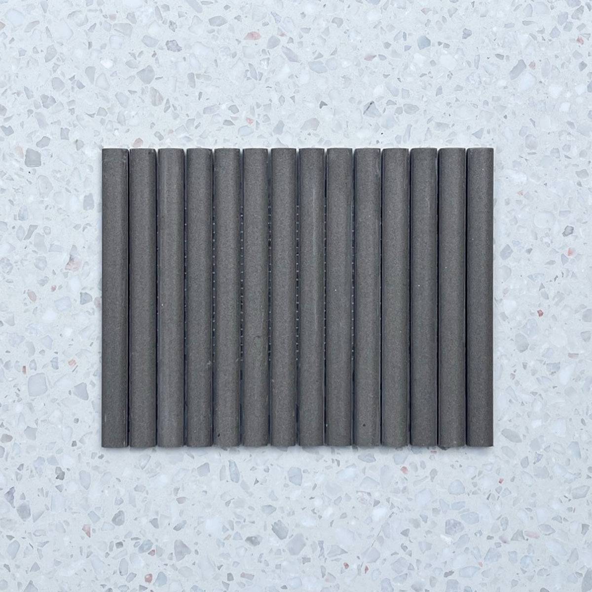 Protaras Charcoal Convex Flute Unglazed Porcelain Mosaic – Stone and ...