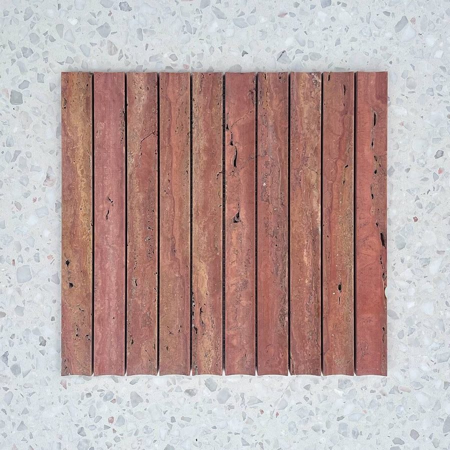 Rosso Concave Travertine Mosaic | Buy Stone Mosaic | Australia – Stone ...