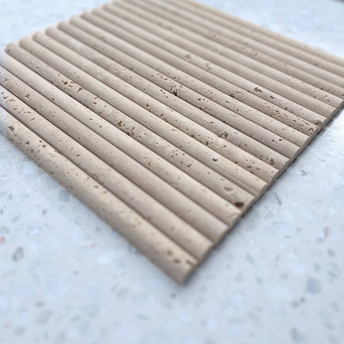 Travertine Chiaro Mini Flute Plus Convex Mosaic | Buy Convex Marble ...