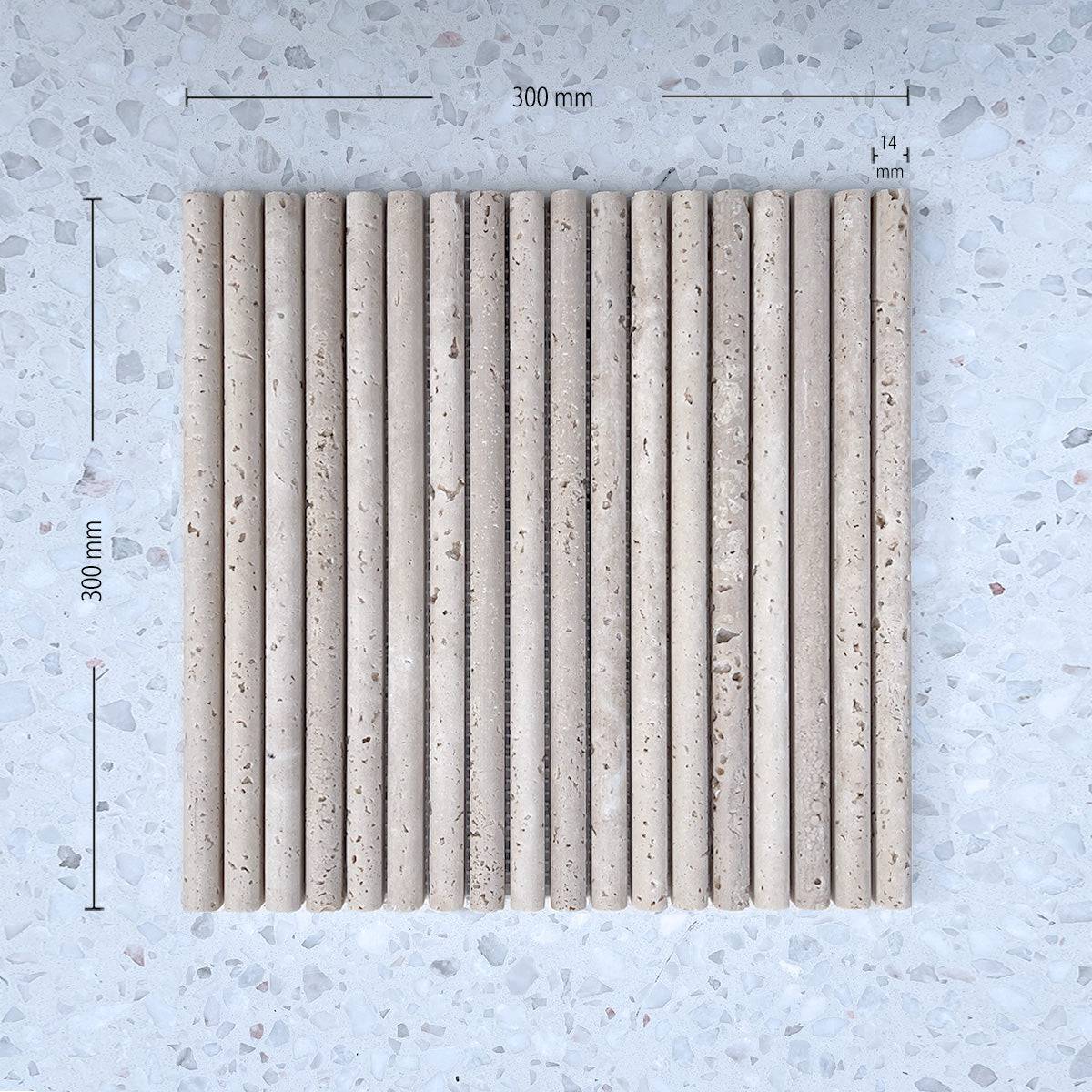 Travertine Chiaro Mini Flute Plus Convex Mosaic | Buy Convex Marble ...