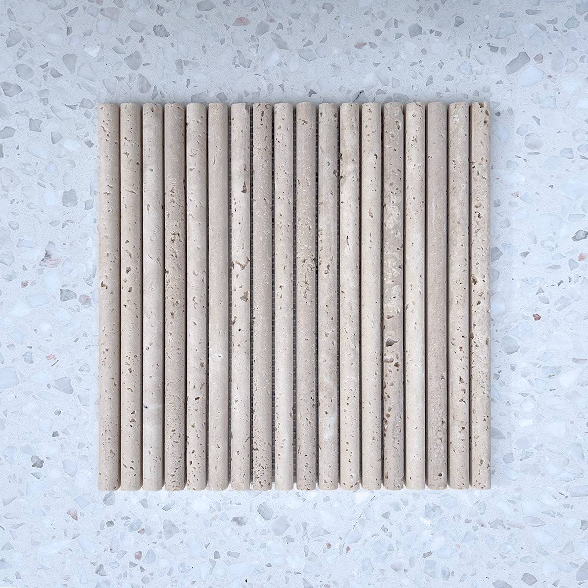 Travertine Chiaro Mini Flute Plus Convex Mosaic | Buy Convex Marble ...