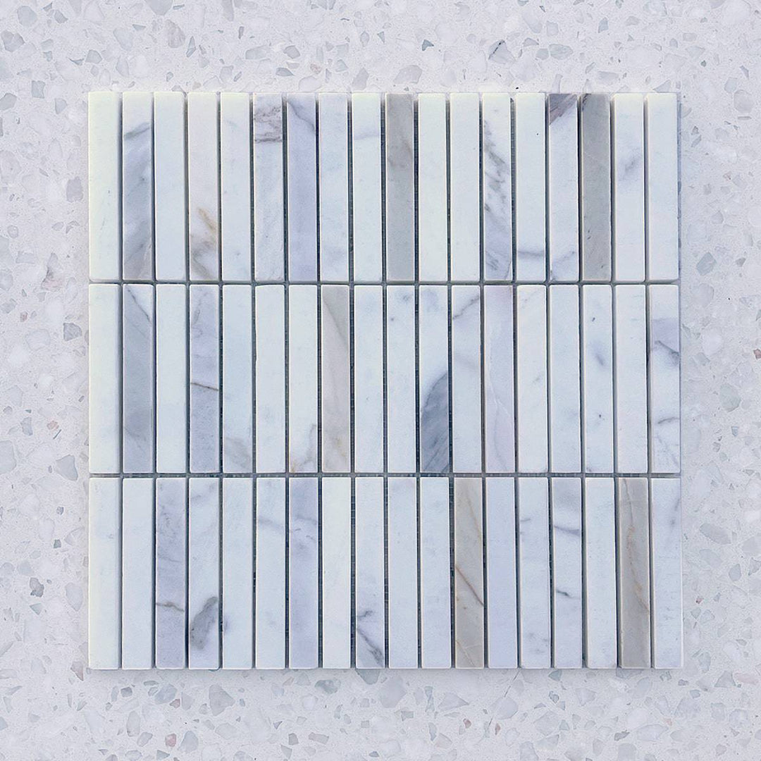Kit Kat Calacatta Gold Finger Mosaic | Buy Porcelain Mosaic Tiles ...