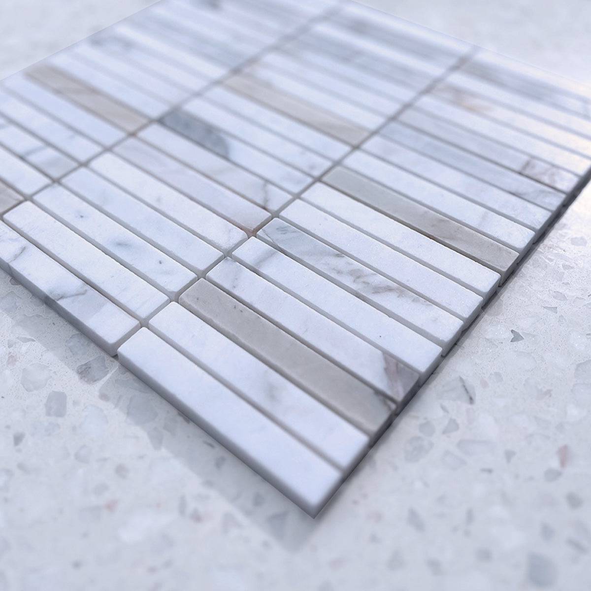 Kit Kat Calacatta Gold Finger Mosaic | Buy Porcelain Mosaic Tiles ...