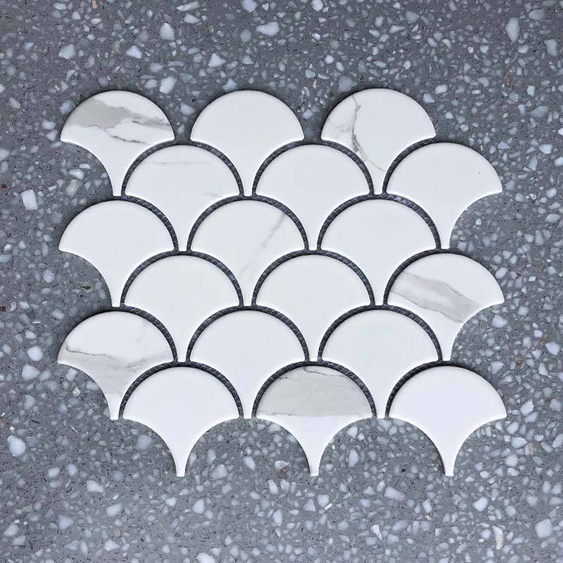 Fan Shape Calacatta Mosaic 75x70 | Buy Porcelain Mosaic | Australia ...