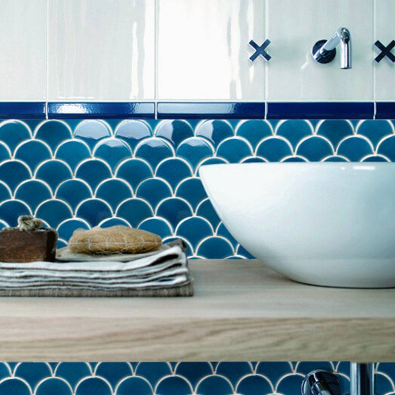 Fan Shape Denim Blue Porcelain Mosaic | Buy Porcelain Mosaic Tiles ...