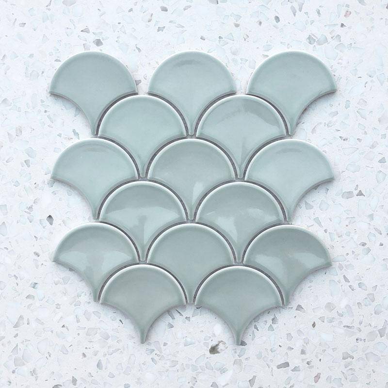 Fan Shape Light Green Porcelain Mosaic | Buy Porcelain Mosaic Tiles ...
