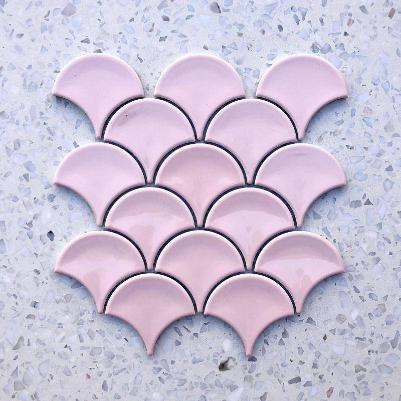 Fan Shape Pink Porcelain Mosaic | Buy Pink Porcelain Mosaic Tiles ...