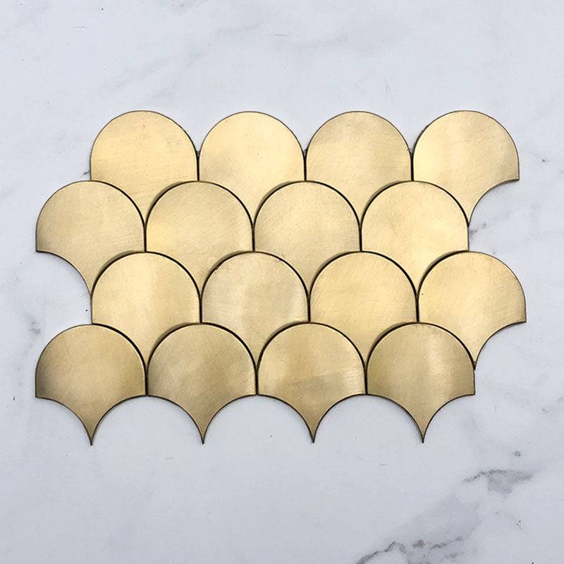 Stainless Steel Exotic Gold Fan Shape Mosaic – Stone and Tile Projects