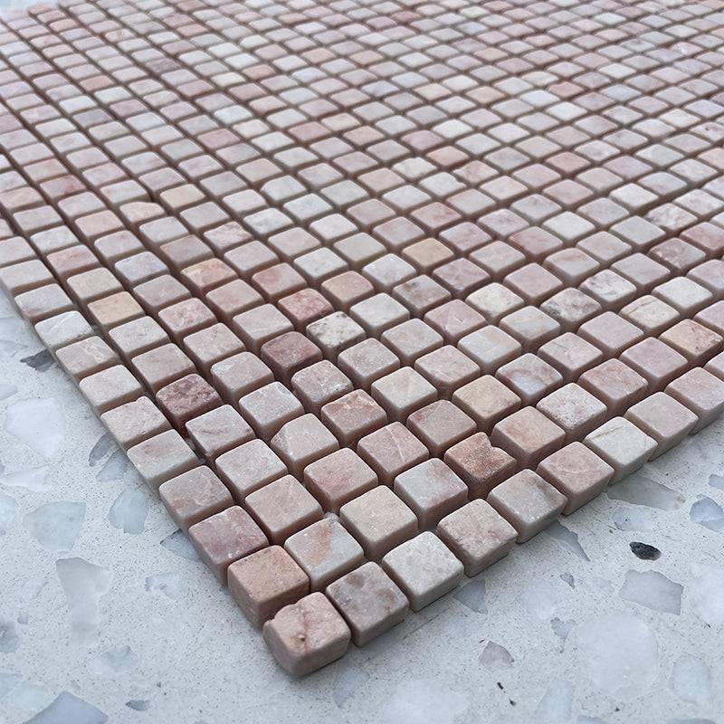 Rossa Pink Pixel Marble Mosaic – Stone and Tile Projects