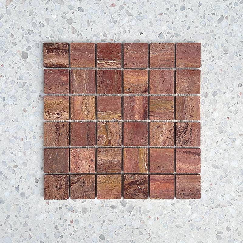 Italian Rosso Travertine Mosaic | Buy Swimming Pool Tiles | Australia ...